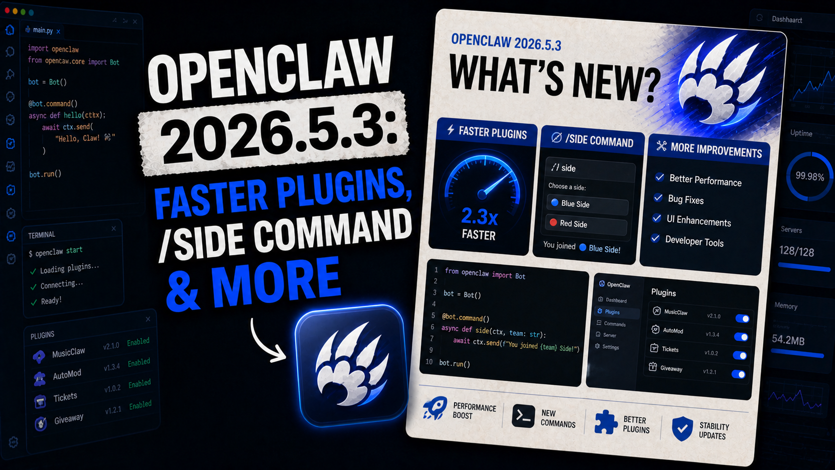 OpenClaw 2026.5.3: Faster Plugins, /side Command & More